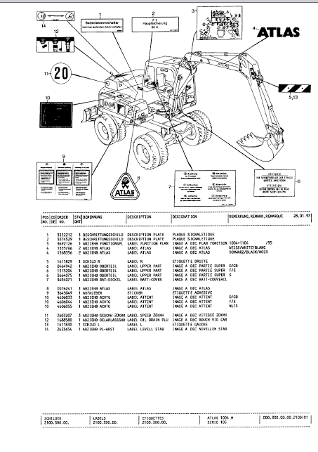 Atlas Excavators (TEREX), original spare parts catalog for Atlas ...