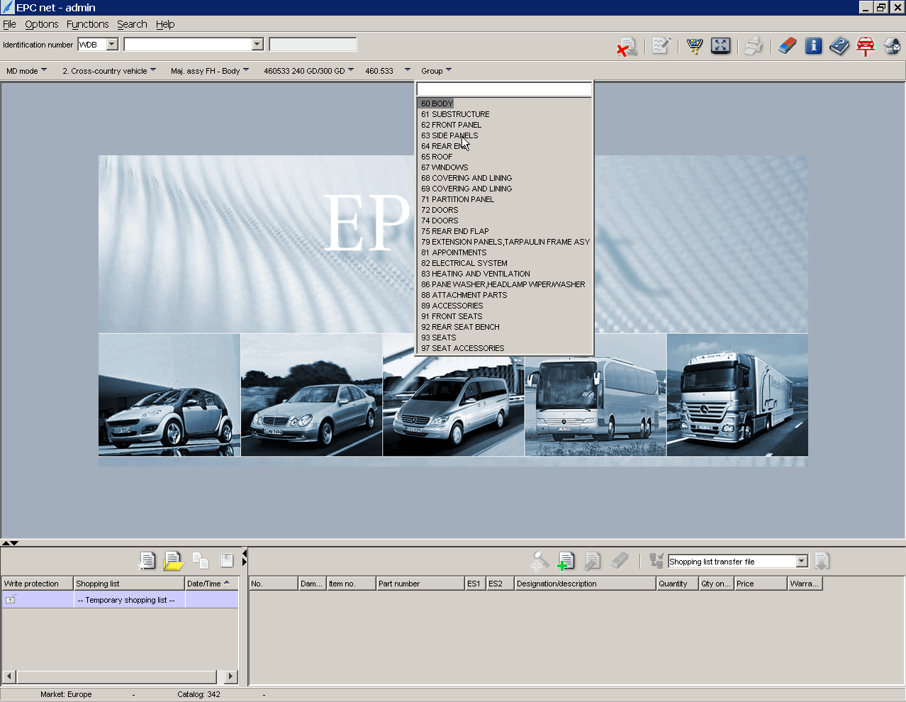 Mercedes EPC net 2019, EWA, dealer spare parts catalog Mercedes EPCnet ...