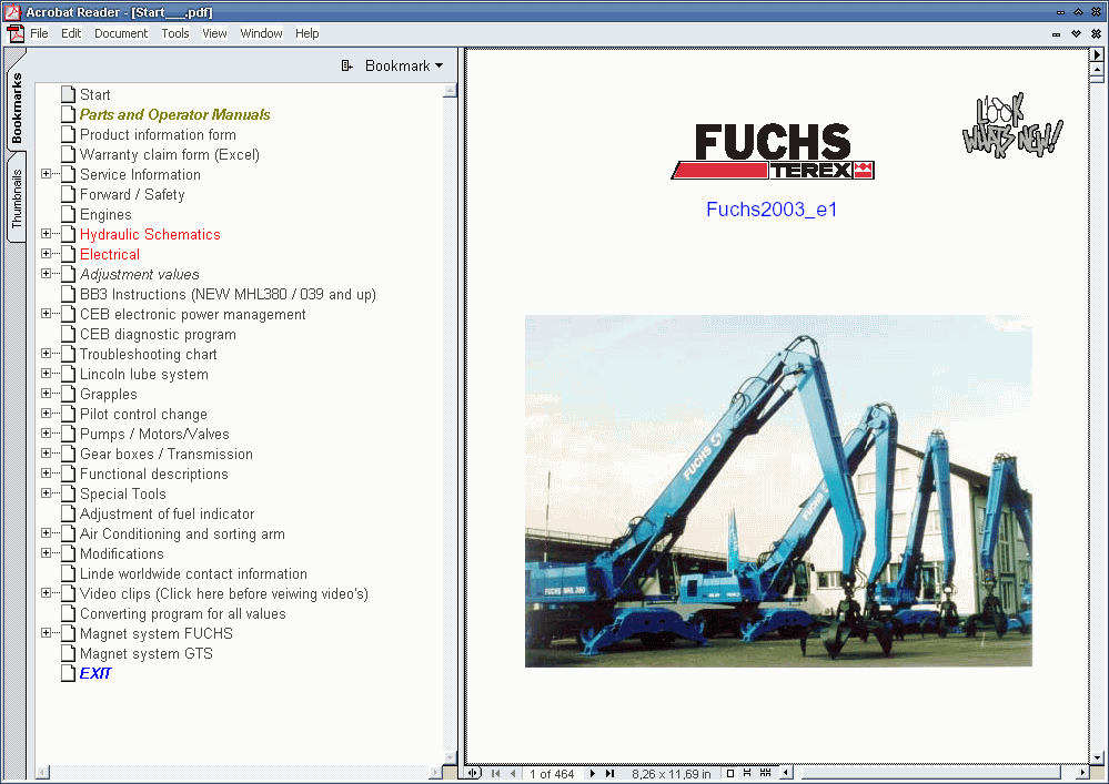 Fuchs / Terex, parts and operator manuals, electrical, hydraulic ...