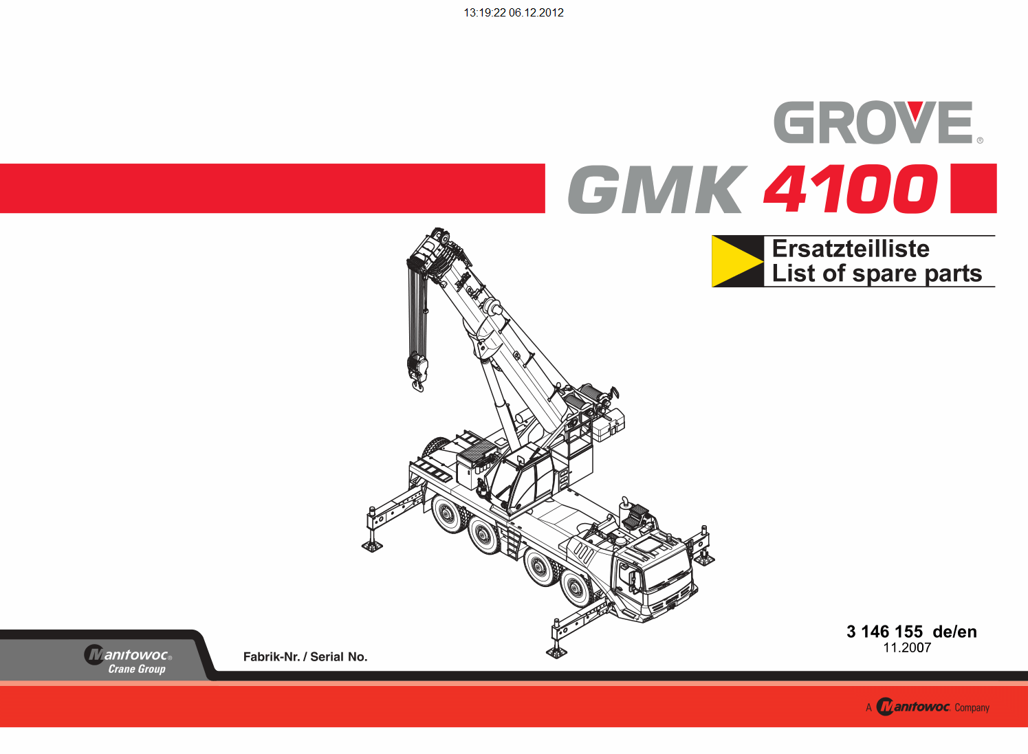 Grove GMK 3055, list of spare parts catalog and workshop manuals ...