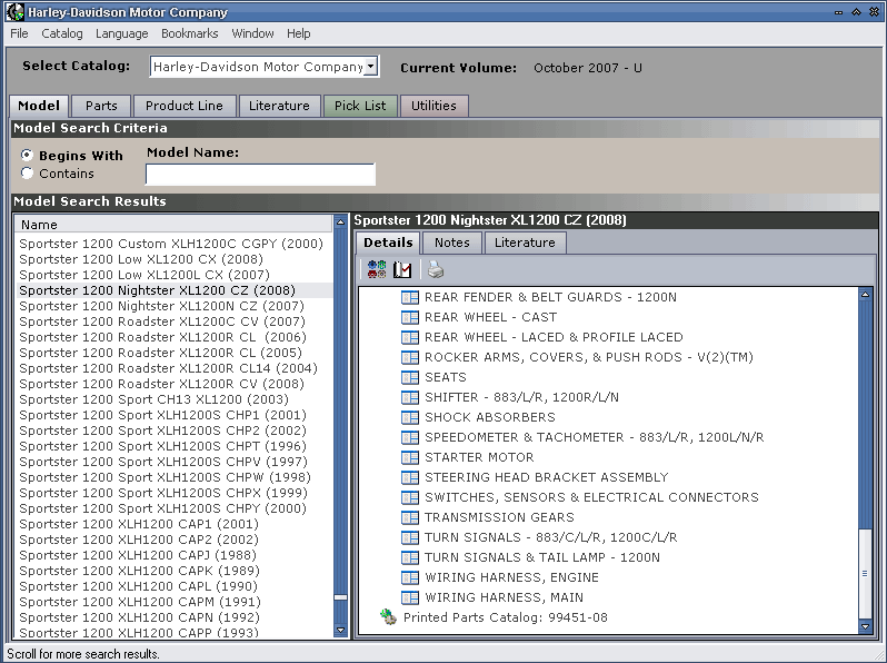 Harley Davidson, PartSmart, spare parts catalog for Harley Davidson ...