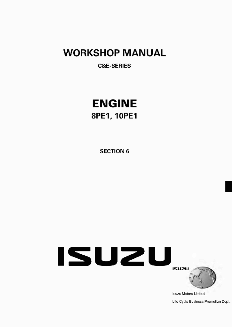 Isuzu Engine 8PE1 and 10PE1 models, repair manual for Isuzu Engines ...