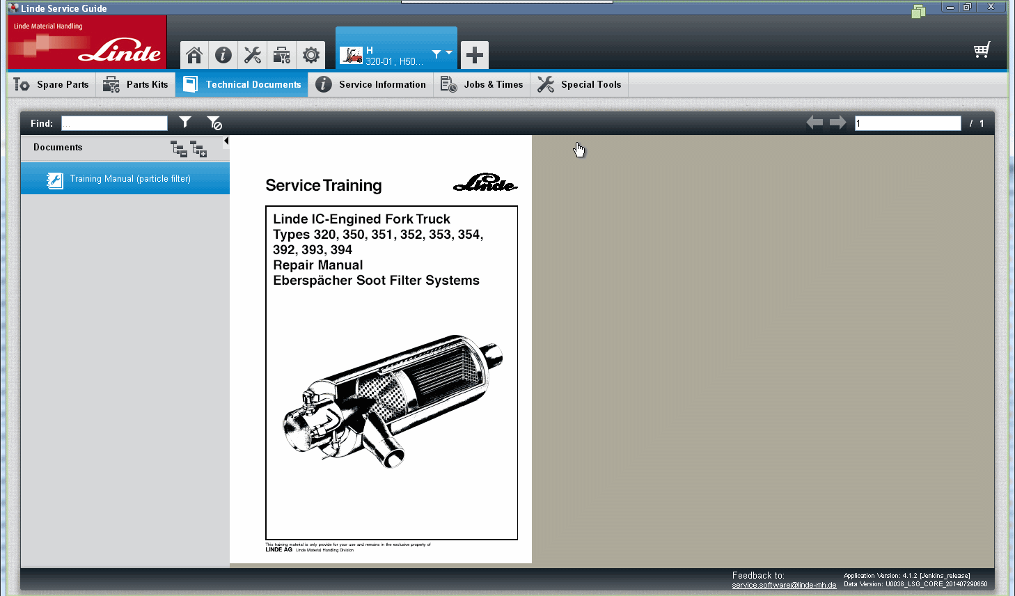 Linde Service Guide 5.2 (Linde LSG), The spare parts catalogues for ...