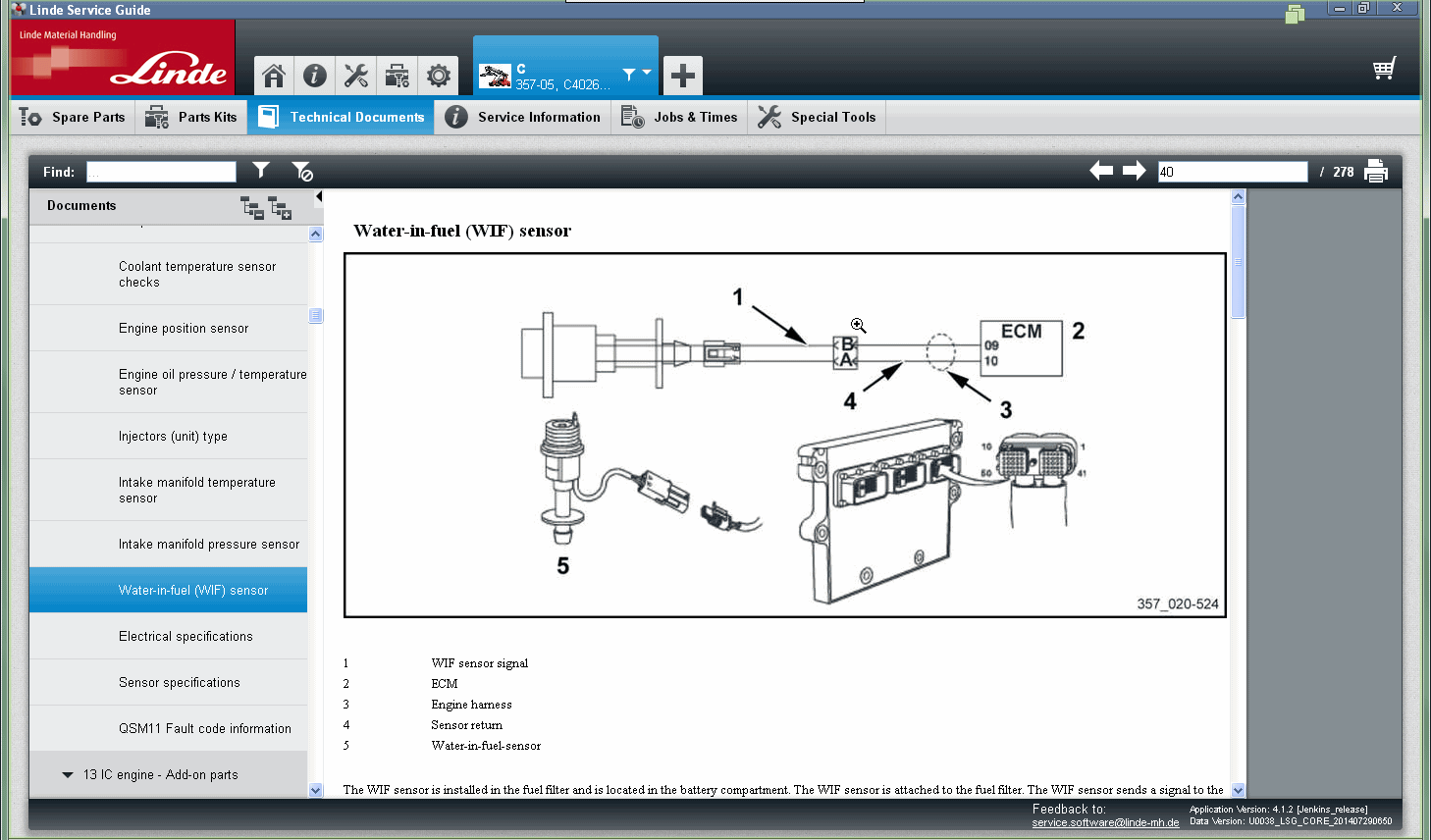Linde Service Guide 5.2 (Linde LSG), The spare parts catalogues for ...