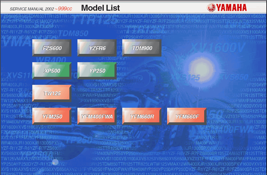 Yamaha Repair Manuals 1999-2002 ~999cc, FZS600, YZFR6, TDM900, XP500 ...